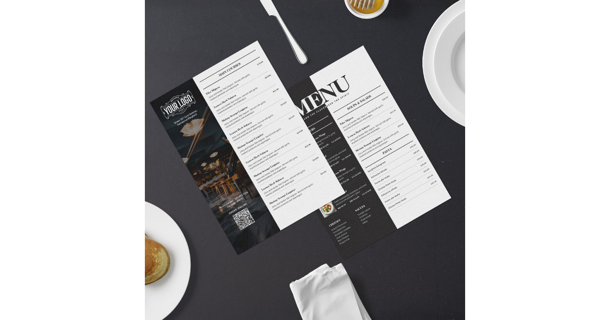 Creative Restaurant Menu Back and Front | Zazzle