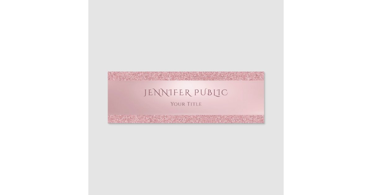 Creative Rose Gold Glitter Modern Professional Name Tag | Zazzle