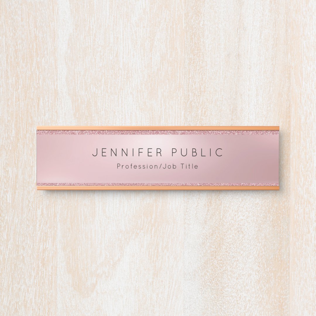 Creative Rose Gold Glitter Modern Template Classy Door Sign | Zazzle