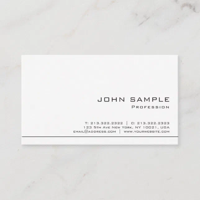 Creative Simple Professional Modern White Matte Business Card | Zazzle