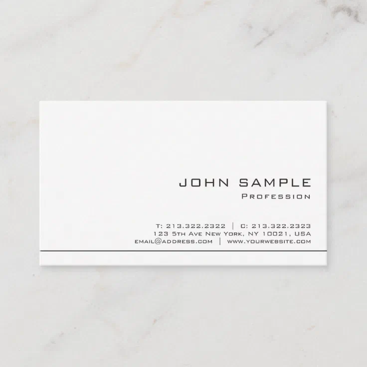 Creative Simple Professional Modern White Matte Business Card | Zazzle