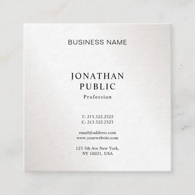 Creative Sleek Modern Design Silver Look Luxury Square Business Card ...
