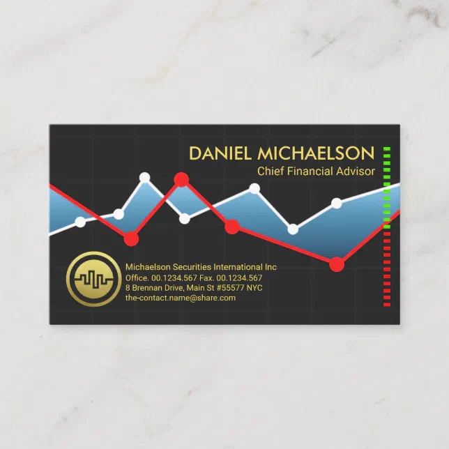 Creative Stock Share Graph Financial Money Market Business Card | Zazzle