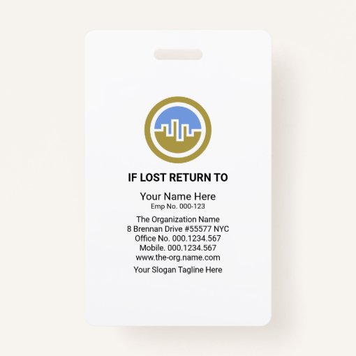 Creative Stylish Blue Waves Employee Company Photo Badge | Zazzle