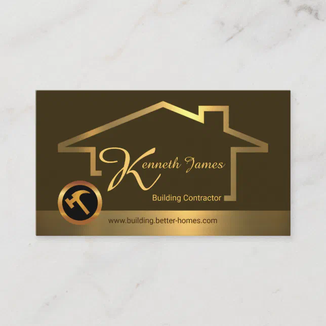 Creative Stylish Gold Building Frame Construction Business Card | Zazzle