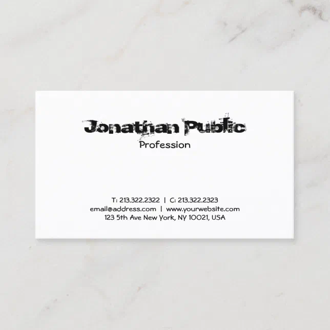 Creative Text Design Professional Simple Plain Business Card | Zazzle