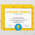 Creative Thinker Certificate of Achievement PDF | Zazzle