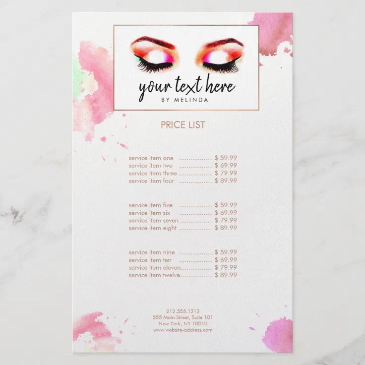 Creative Watercolor Eyebrows Custom Text Flyer | Zazzle