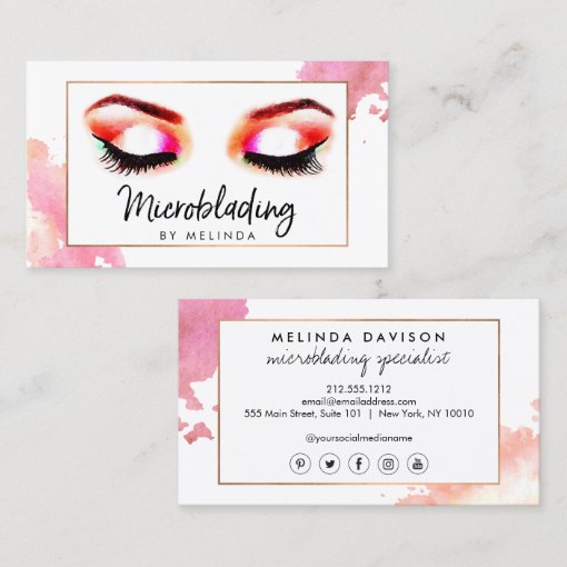Creative Watercolor Eyebrows Microblading Business Card | Zazzle