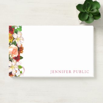 Creative Watercolor Floral Modern Template Flowers Post-it Notes | Zazzle