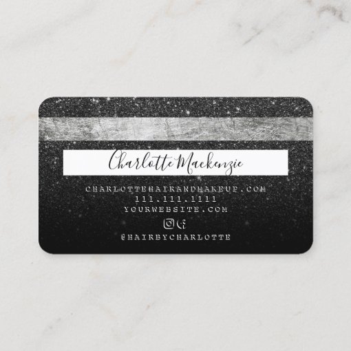 Credit card beauty black glitter monogram | Zazzle