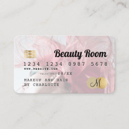 Credit card beauty monogram gold white photo | Zazzle