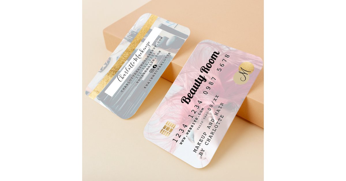 Credit card beauty monogram gold white photo | Zazzle
