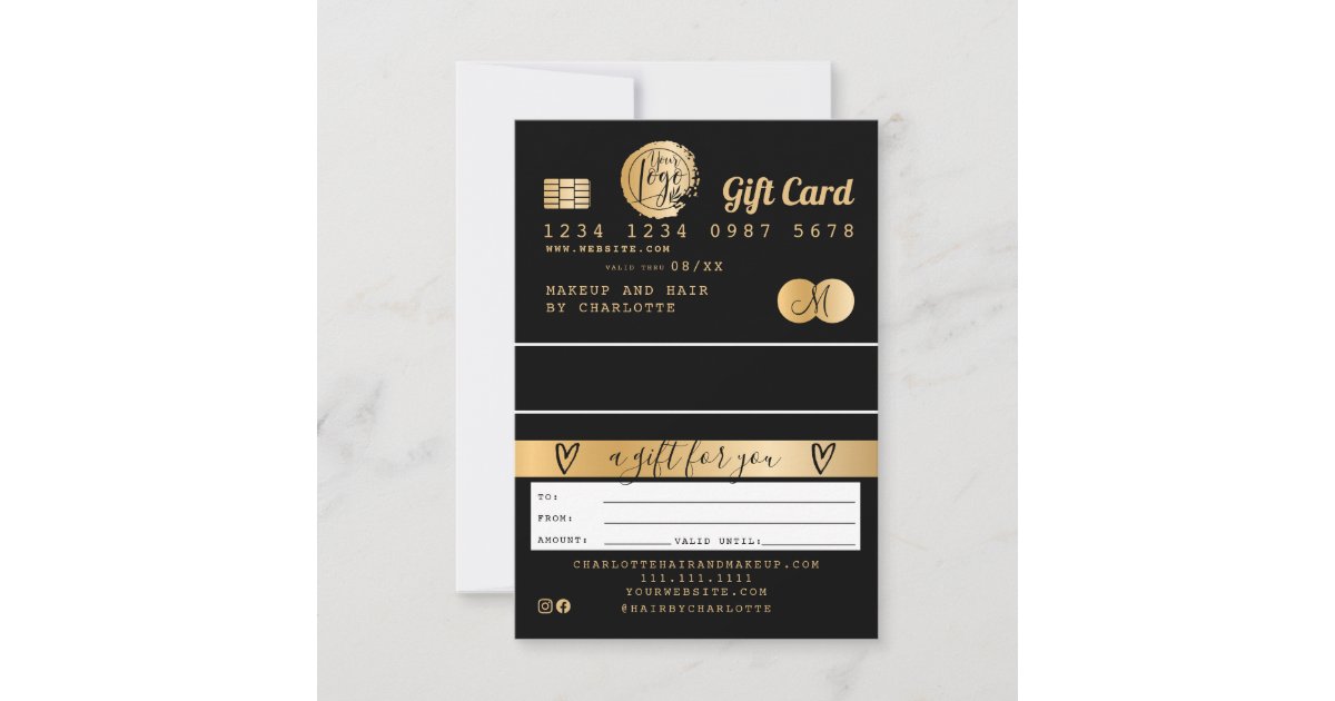 Credit card black gold foil gift card | Zazzle