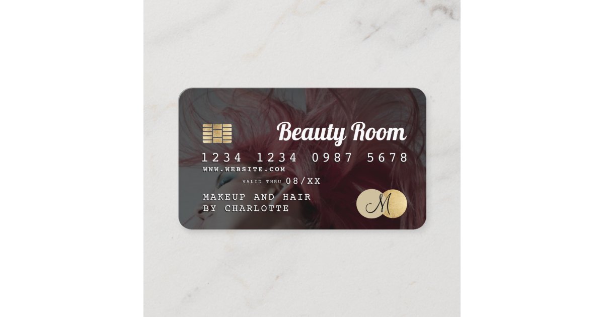 Credit card gold beauty monogram photo | Zazzle