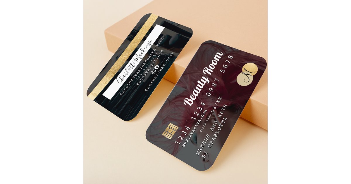 Credit card gold beauty monogram photo | Zazzle