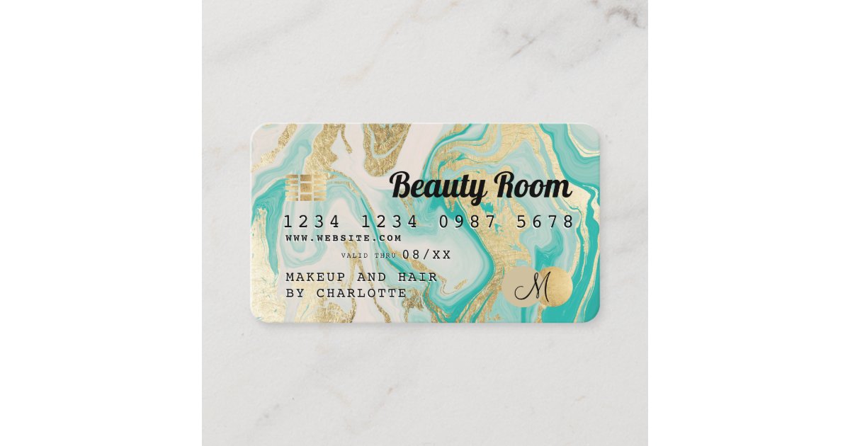 Credit card gold marble agate beauty monogram | Zazzle