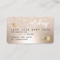 Credit card gold metallic hair glitter monogram | Zazzle