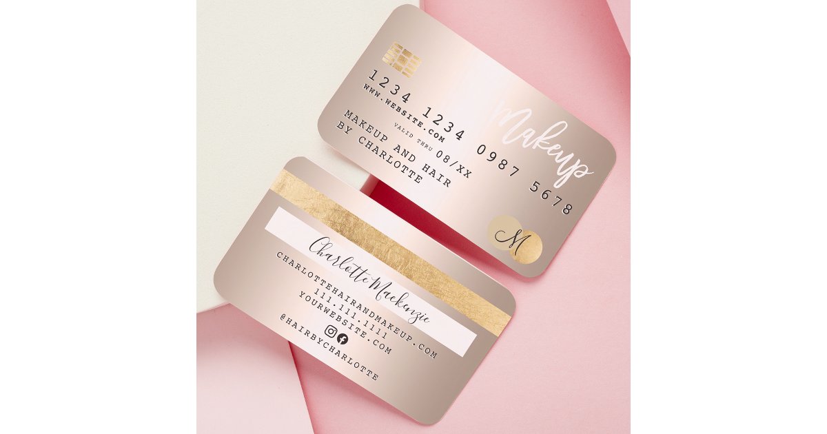 Credit card gold metallic hair makeup monogram | Zazzle