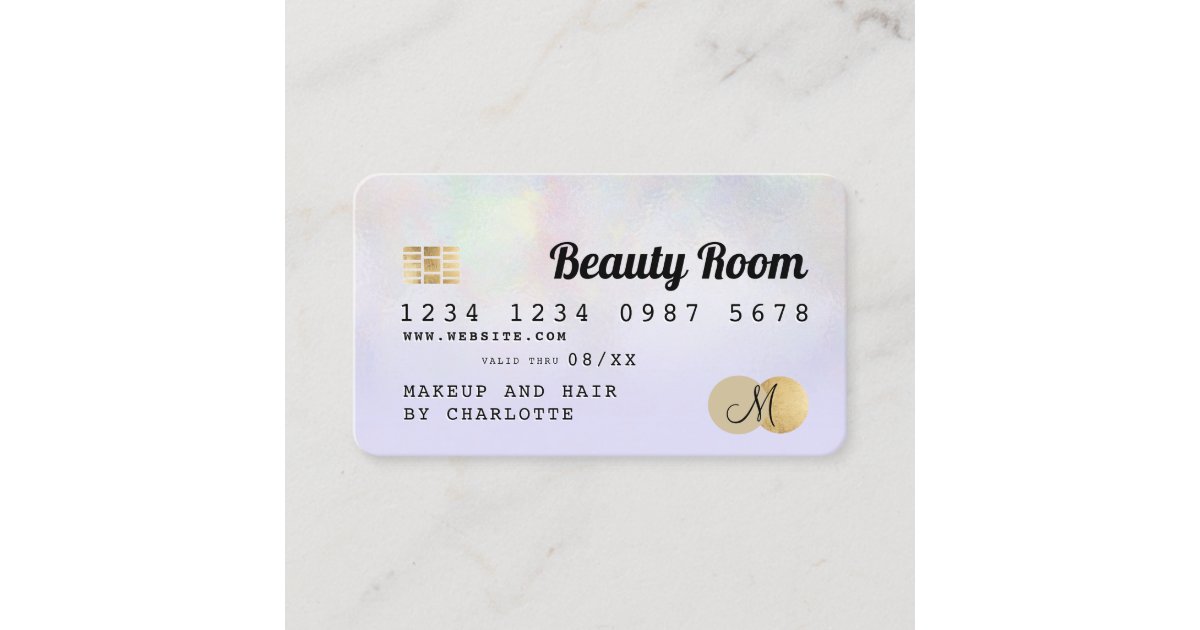 Credit card holographic purple beauty monogram | Zazzle.com