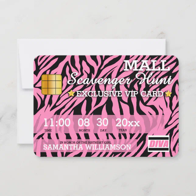 Credit Card Mall Scavenger Hunt Party Invitation | Zazzle