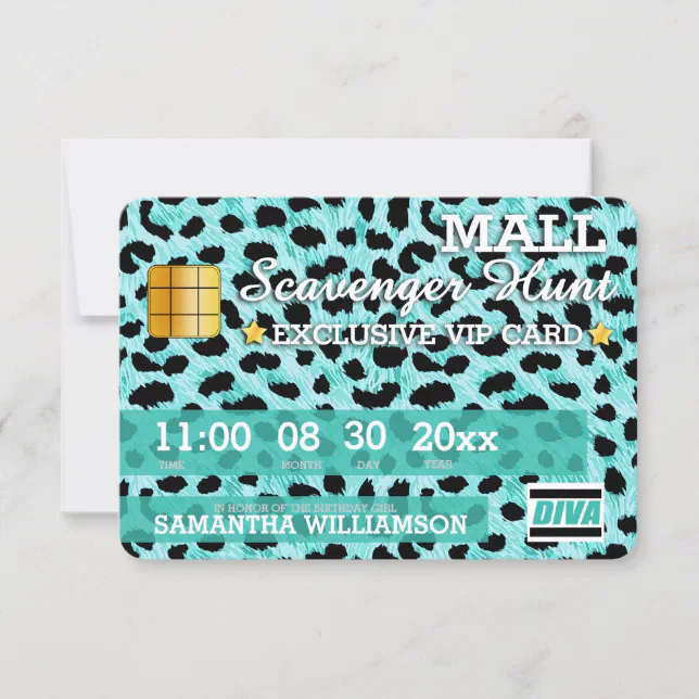 Credit Card Mall Scavenger Hunt Party Invitation | Zazzle