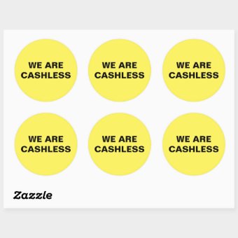 Credit Card Only Cashless Business Yellow Classic Round Sticker | Zazzle