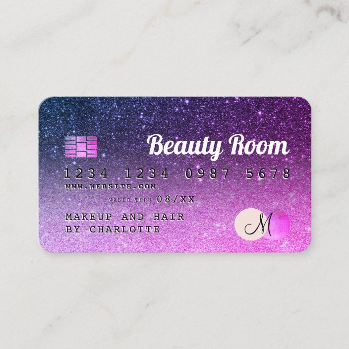 Credit card purple pink glitter beauty | Zazzle.com