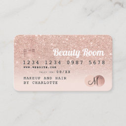 Credit card rose gold blush pink glitter loyalty | Zazzle