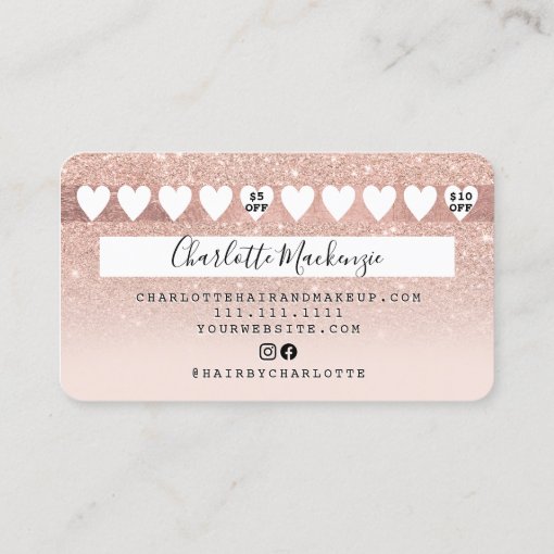 Credit card rose gold blush pink glitter loyalty | Zazzle