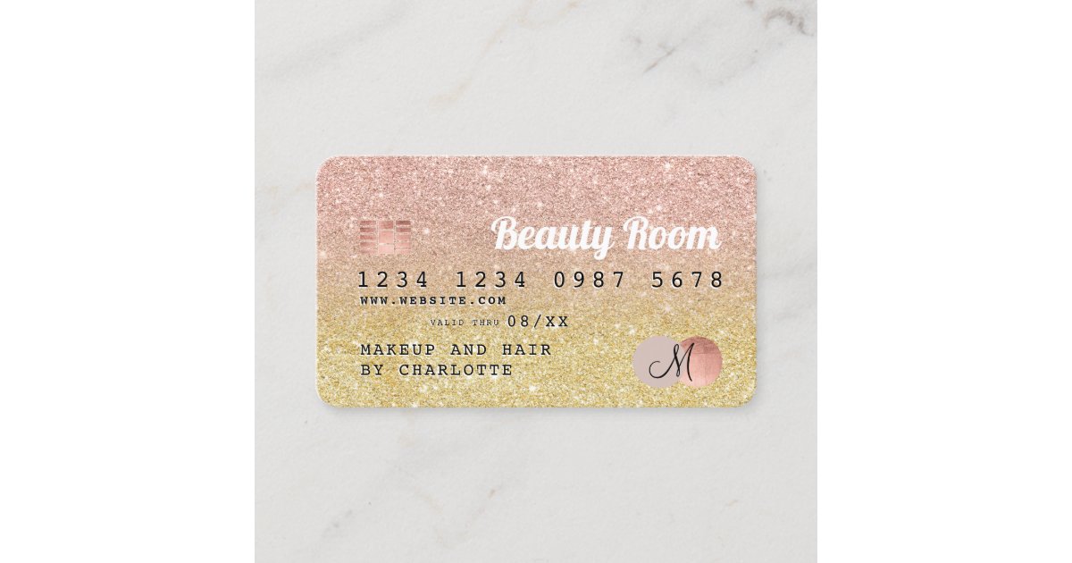 Credit card rose gold glitter gold beauty | Zazzle