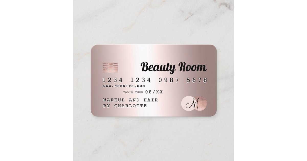 Credit card rose gold metallic beauty monogram | Zazzle