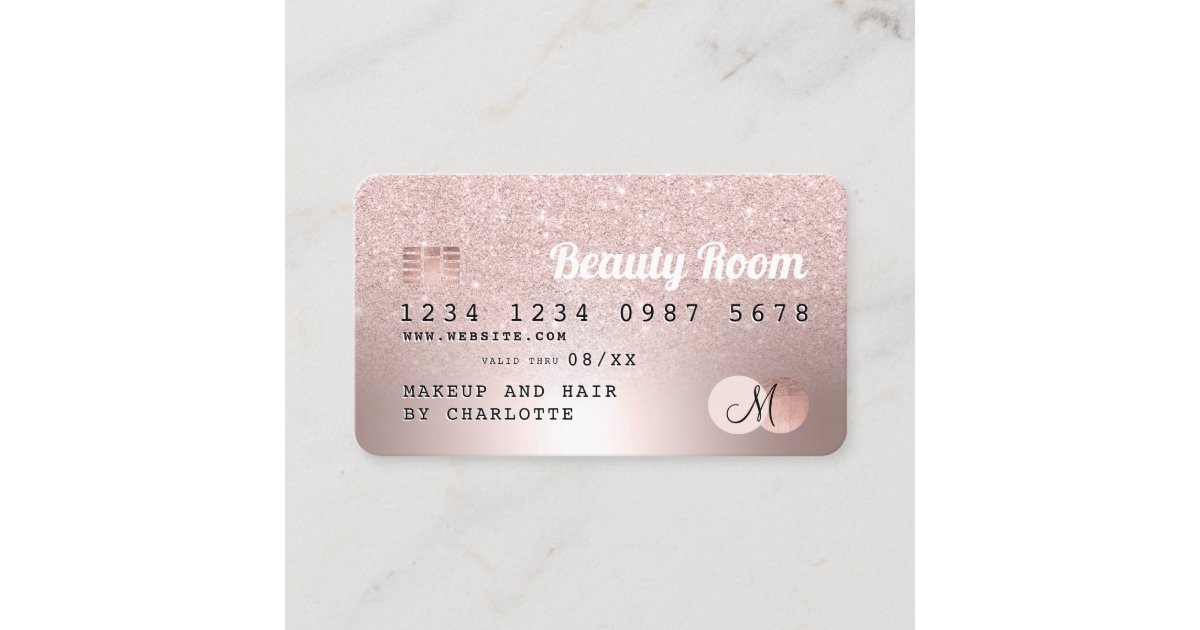 Credit card rose gold metallic glitter beauty | Zazzle