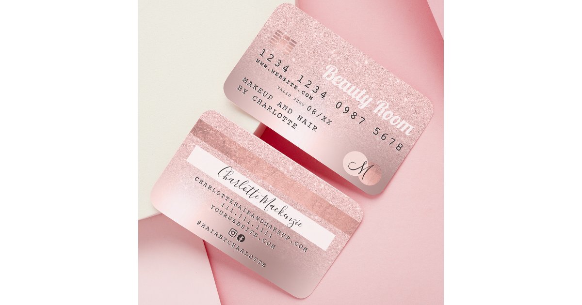 Credit card rose gold metallic glitter beauty | Zazzle