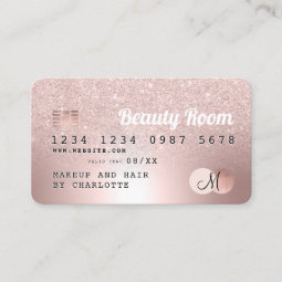 Credit card rose gold metallic glitter loyalty | Zazzle