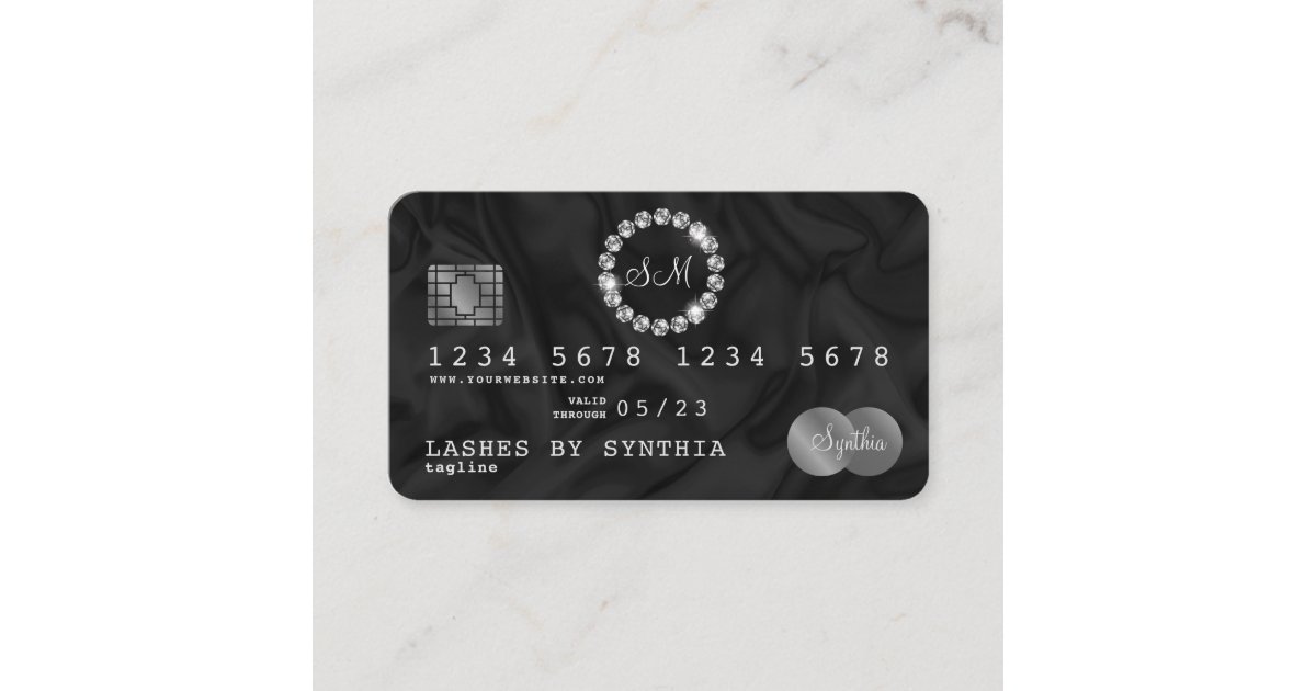 Credit Card Style Silver Diamond monogram | Zazzle