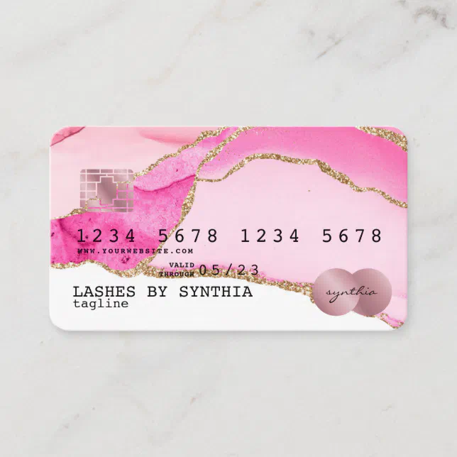 Credit Card Styled Pink Agate Gold Makeup | Zazzle