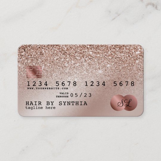 Credit Card Styled Rose Gold Glitter | Zazzle.com