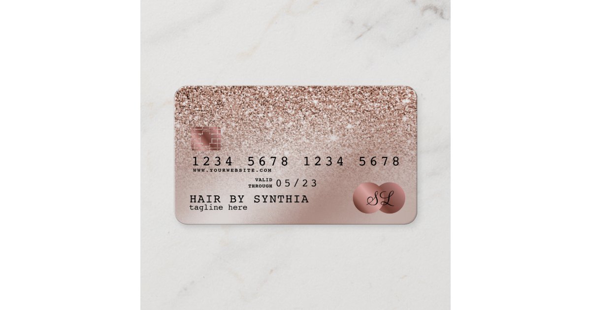 Credit Card Styled Rose Gold Glitter | Zazzle