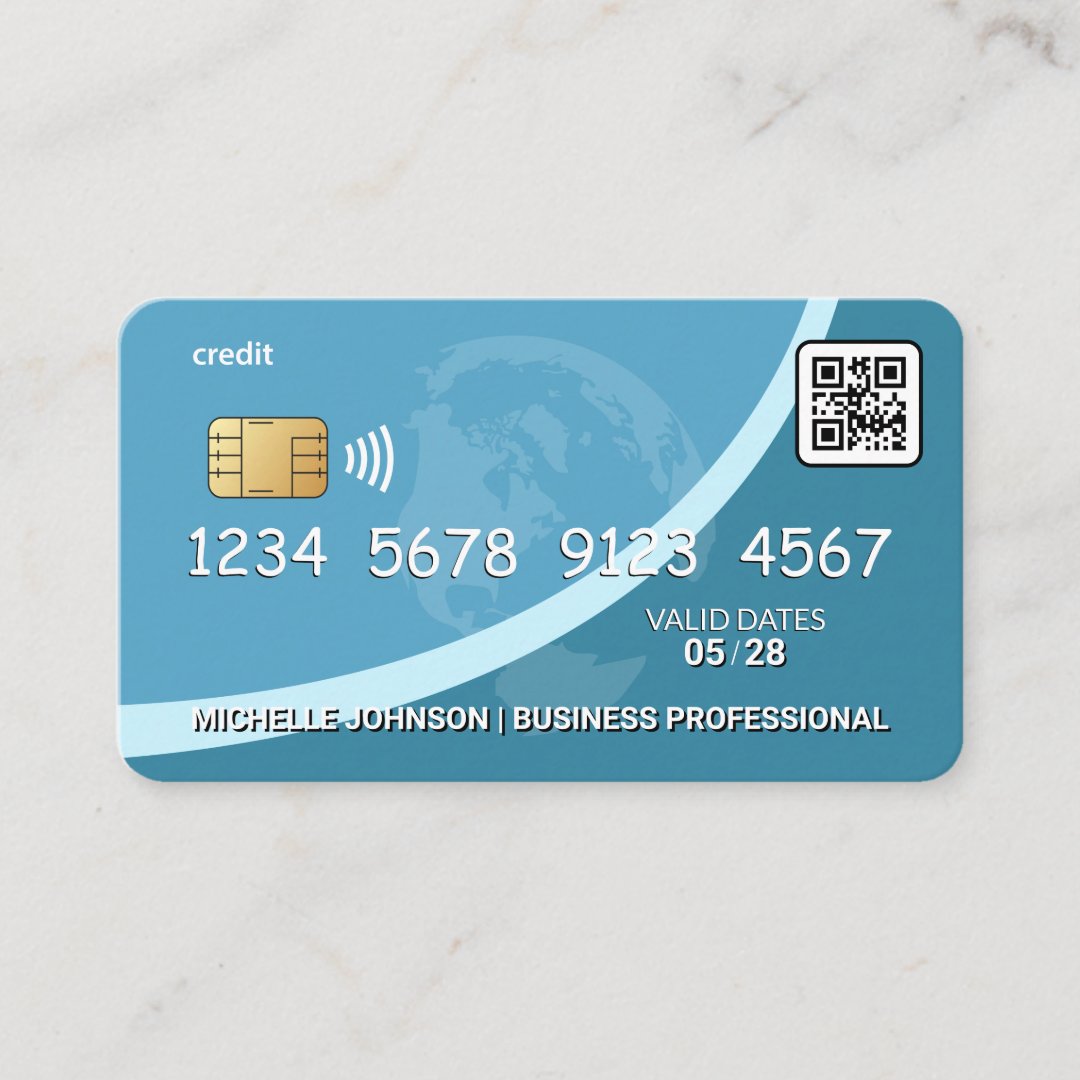 Credit | Debit Card | Blue | Global | QR Code | Zazzle