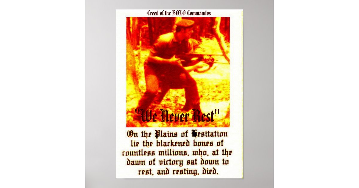 Creed of the BOLO Commandos ! Poster | Zazzle