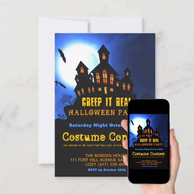 Creep It Real Halloween Costume Party smaller Invitation | Zazzle