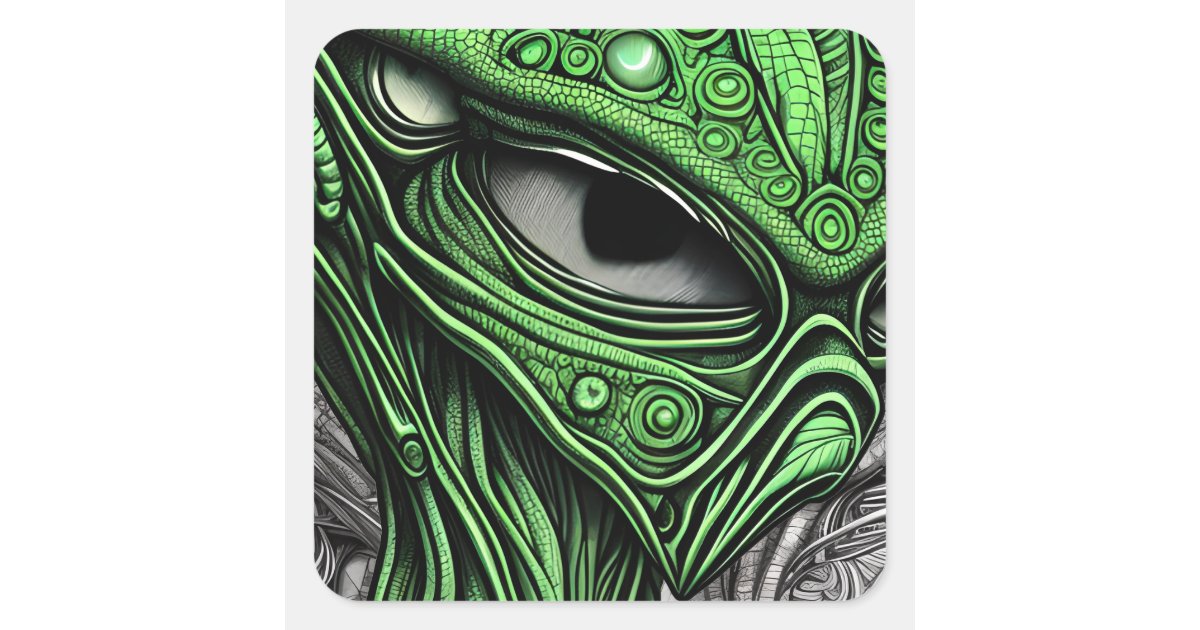 Creepy Abstract Alien Square Sticker | Zazzle