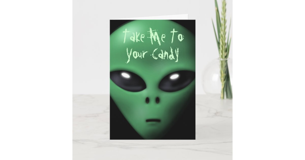 Creepy Alien Halloween Card | Zazzle