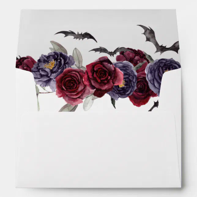 Creepy Beautiful | Gothic Floral and Bat Addressed Envelope | Zazzle