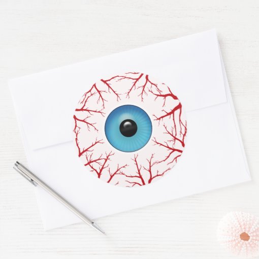 Creepy Bloodshot Eyeball Classic Round Sticker | Zazzle