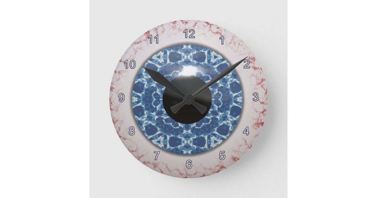 Creepy Blue Eyeball Halloween Fun Clock | Zazzle