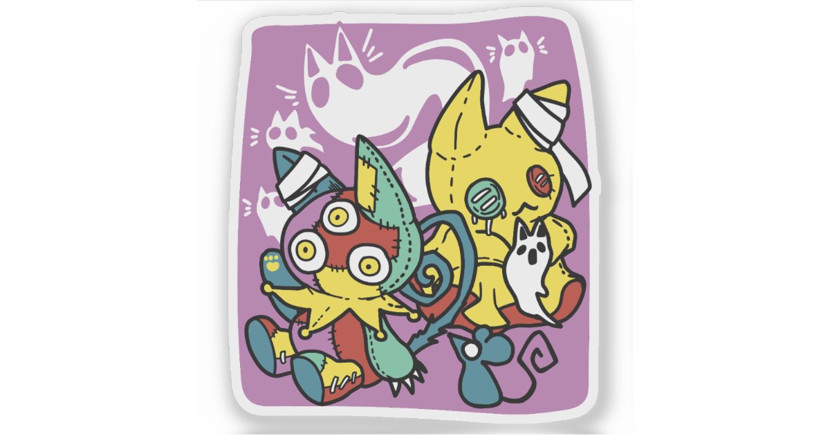 Creepy Cats Halloween Art: Paw-sitively Frightful Sticker | Zazzle