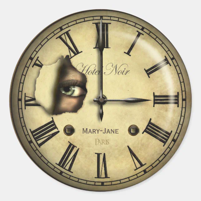 Creepy Clock Personalized Classic Round Sticker | Zazzle