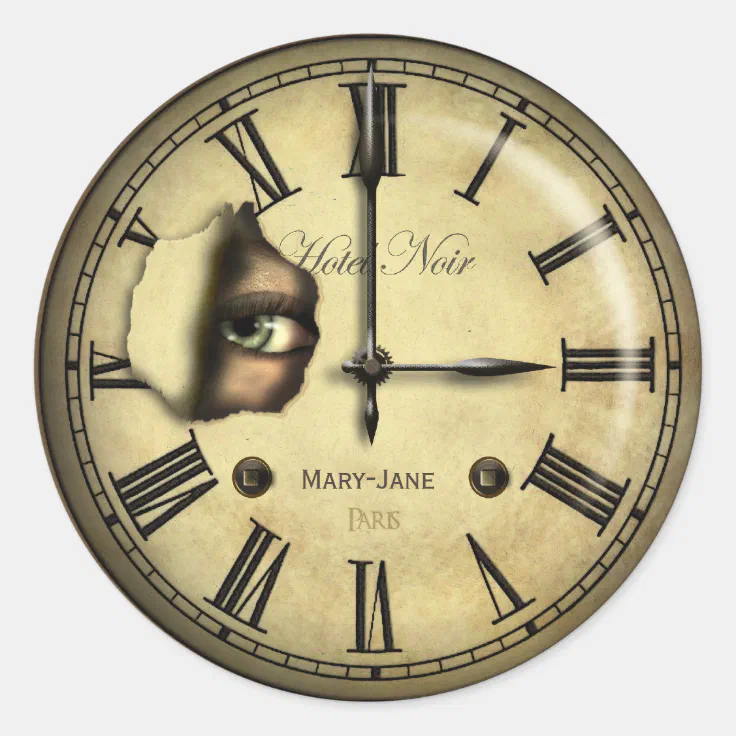 Creepy Clock Personalized Classic Round Sticker | Zazzle